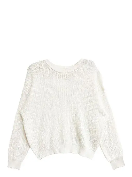 MABEL + HONEY Ribbed Knit Cotton Sweater - White