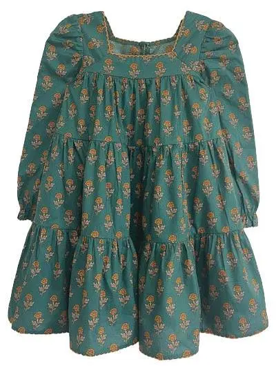 MABEL + HONEY Floral Print Tiered Dress - Green