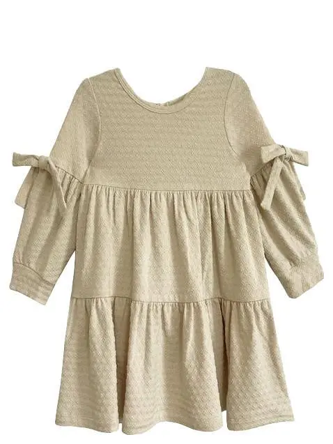MABEL + HONEY Tiered Dress With Bow Detail - Brown