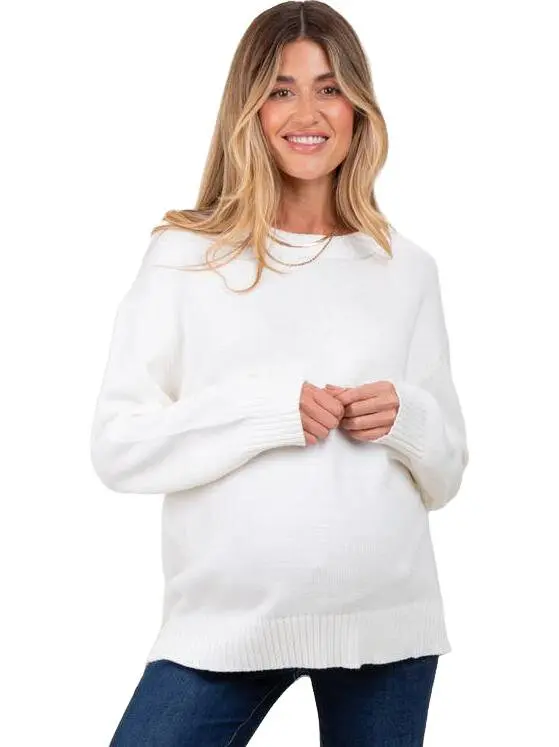 PINKBLUSH Soft Knit Maternity Sweater - Ivory