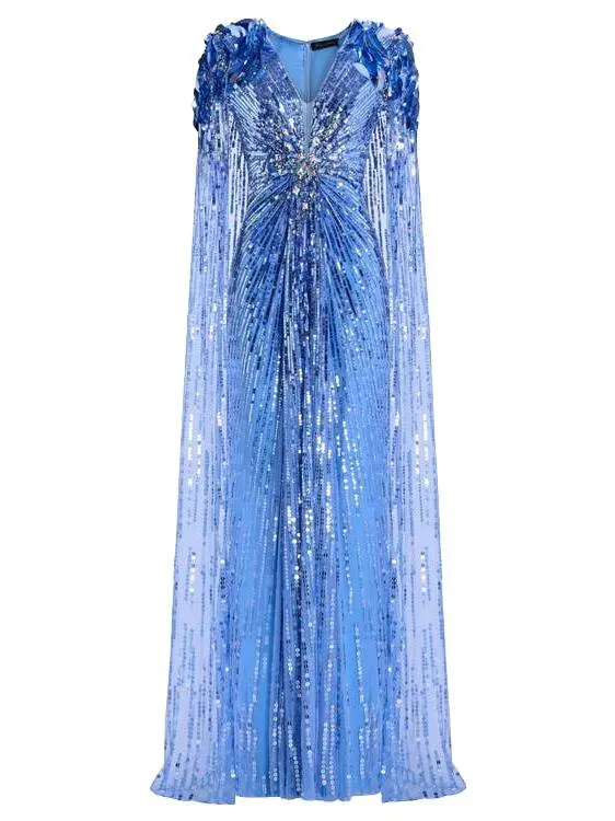Jenny Packham Sequin-embellished Maxi Dress - Cornflower Blue
