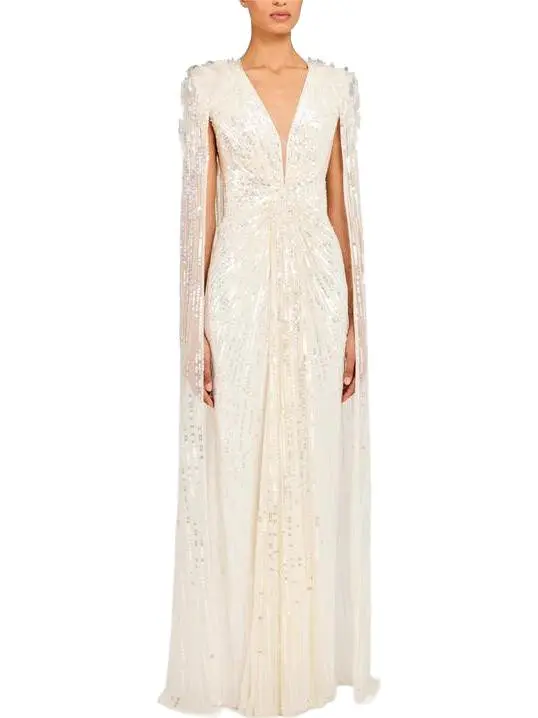 Jenny Packham Sequin-embellished Maxi Dress - Vanilla