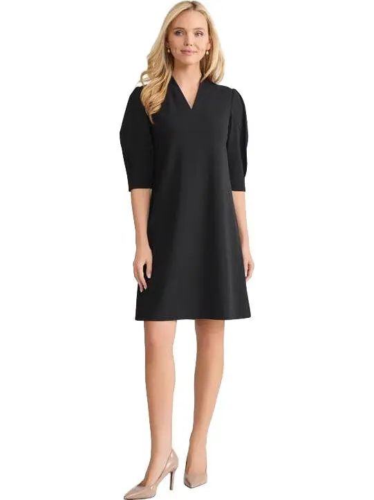 Ming Wang A-line Stretch Deco Crepe Knee-length Dress - Black