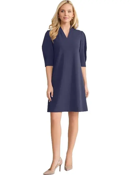 Ming Wang A-line Stretch Deco Crepe Knee-length Dress - Indigo