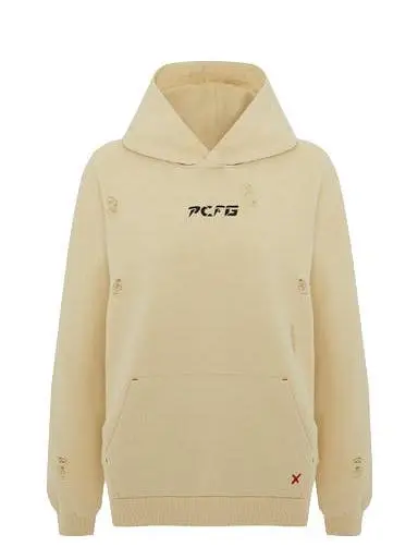 PCFG Cotton Destroyed Hoodie - Chino Green