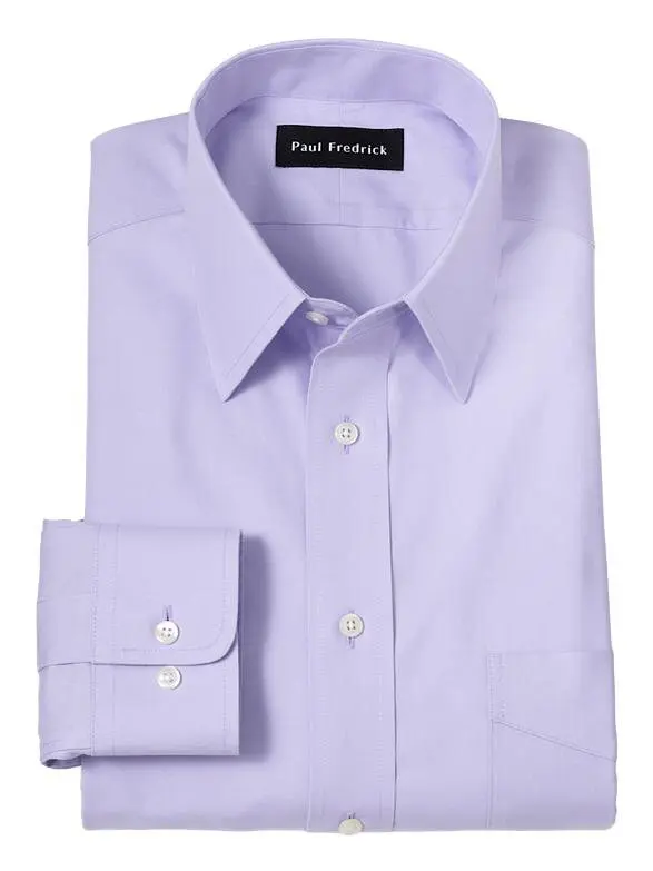 PAUL FREDRICK Non-iron Cotton Pinpoint Solid Point Collar Dress Shirt - Lavender