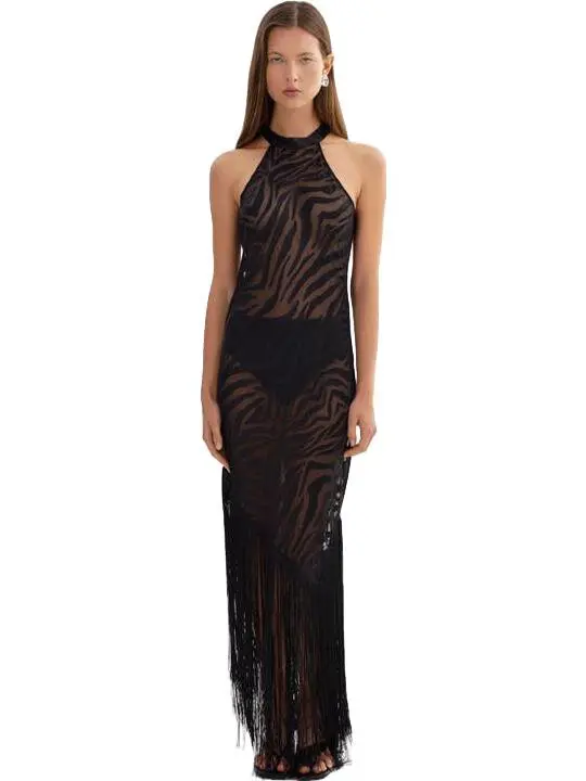 LAMARQUE Jennine Zebra Sheer Dress - Bkzb
