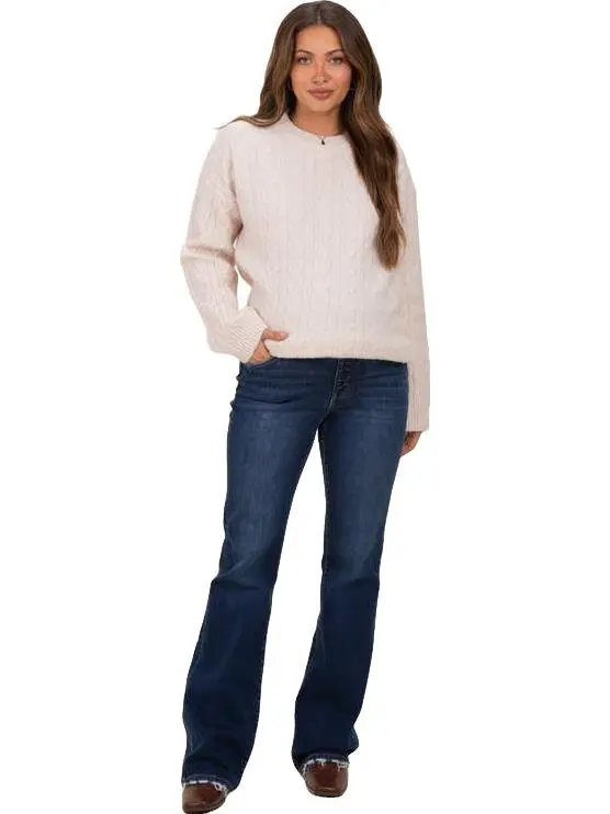 PINKBLUSH Dark Wash Frayed Hem Maternity Bootcut Jeans - Navy Blue