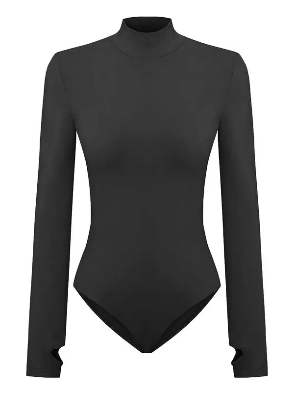PCFG Cotton High Neck Bodysuit - Black