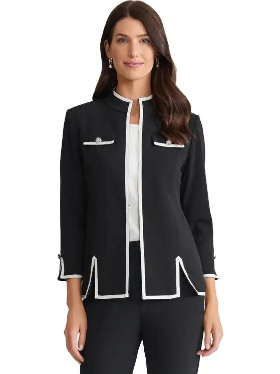 Ming Wang Tailored Deco Crepe Jacket - Black/white
