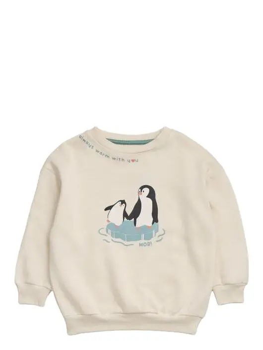 MORI Placement Penguin Family Sweatshirt - Cream