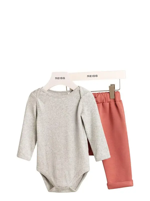 REISS Piper Long Sleeve Top & Joggers Set - Rose