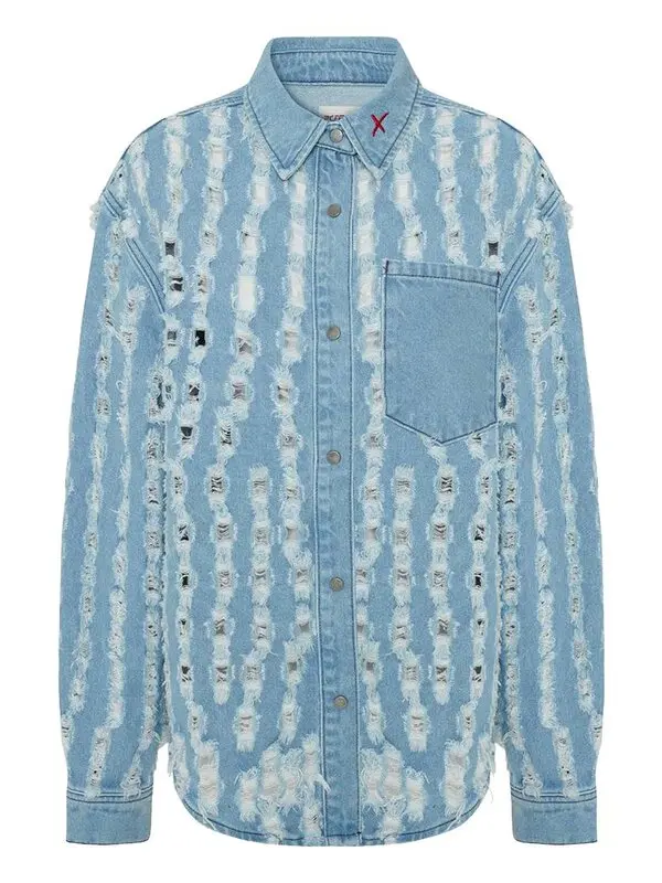 PCFG Perforated Denim Shirt - Blue