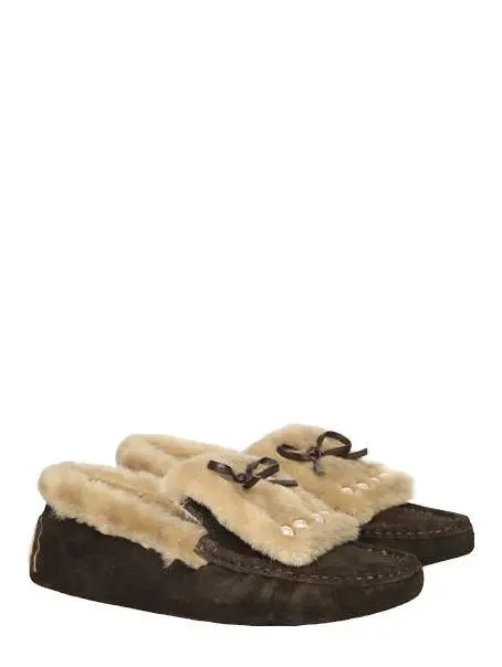 JELAVU Moscow Suede Moccasin Slipper - Dark Brown