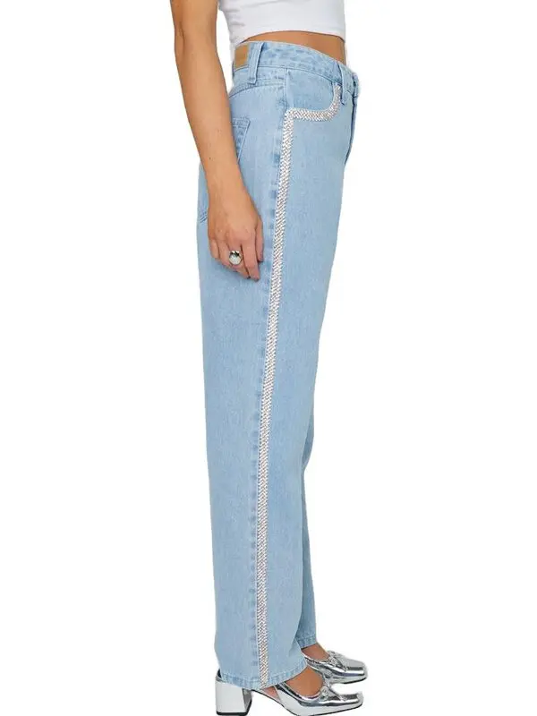 Show Me Your Mumu Icon Jeans - Indigo With Rhinestone Trim