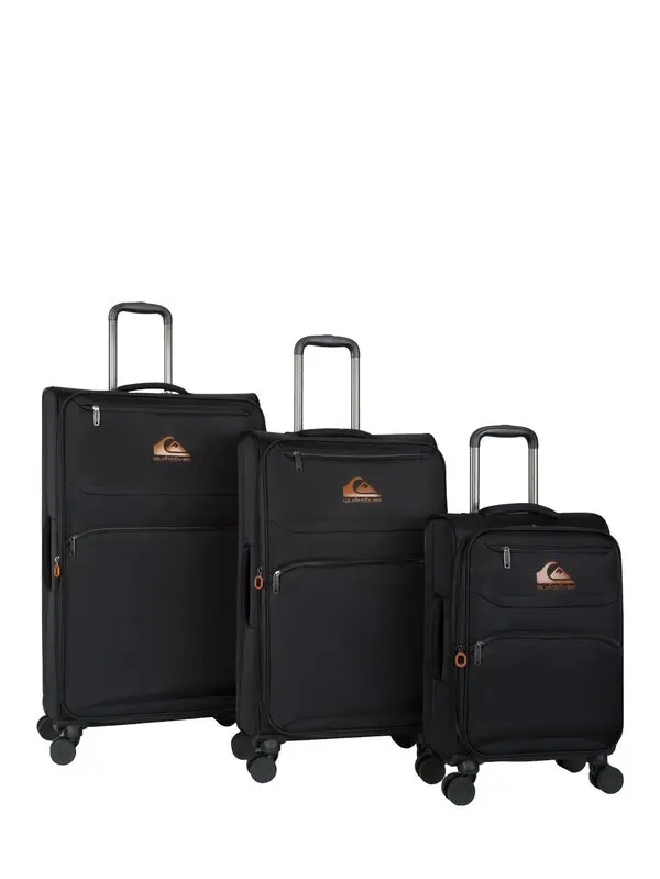Quiksilver Buxton Suitcases Nylon Softside Expandable Luggage With Spinner Wheels - Black