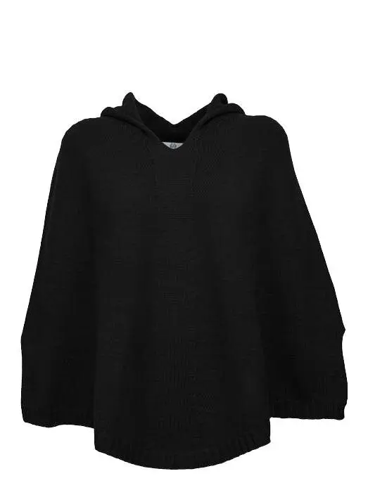 MONTICELLI CASHMERE Cashmere Hooded Poncho - Black