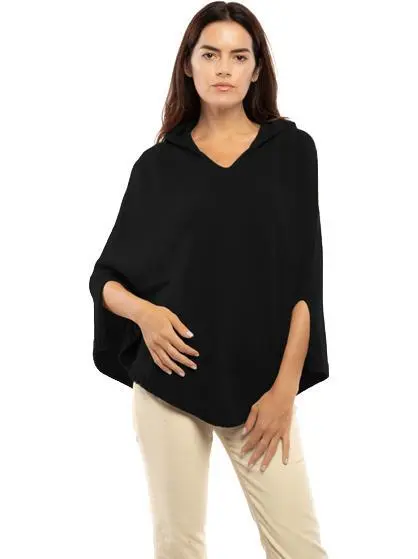 MONTICELLI CASHMERE Cashmere Hooded Poncho - Black