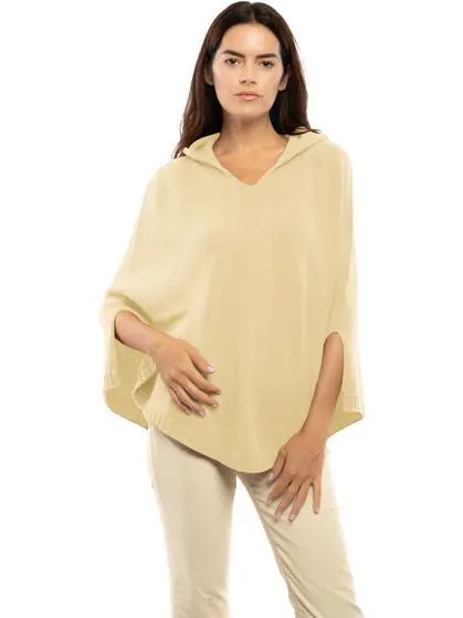 MONTICELLI CASHMERE Cashmere Hooded Poncho - Butter Yellow