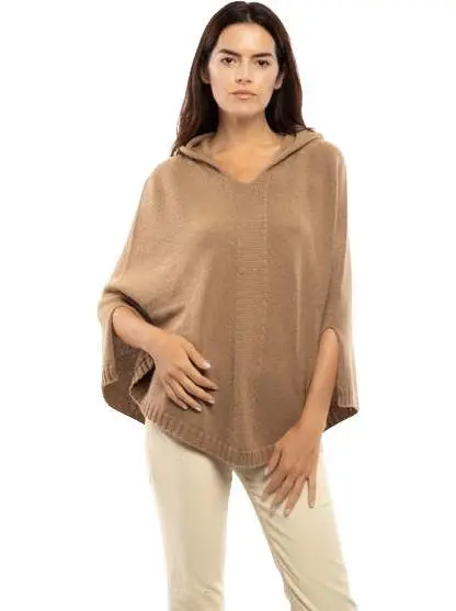 MONTICELLI CASHMERE Cashmere Hooded Poncho - Camel