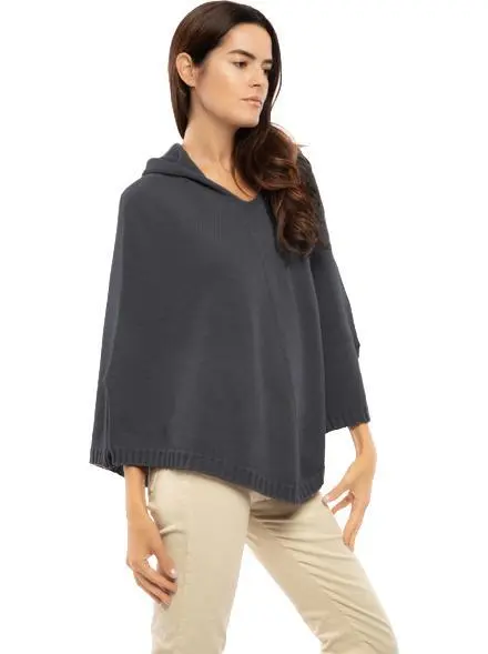 MONTICELLI CASHMERE Cashmere Hooded Poncho - Charcoal
