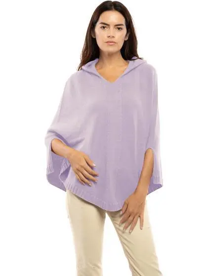 MONTICELLI CASHMERE Cashmere Hooded Poncho - Lilac