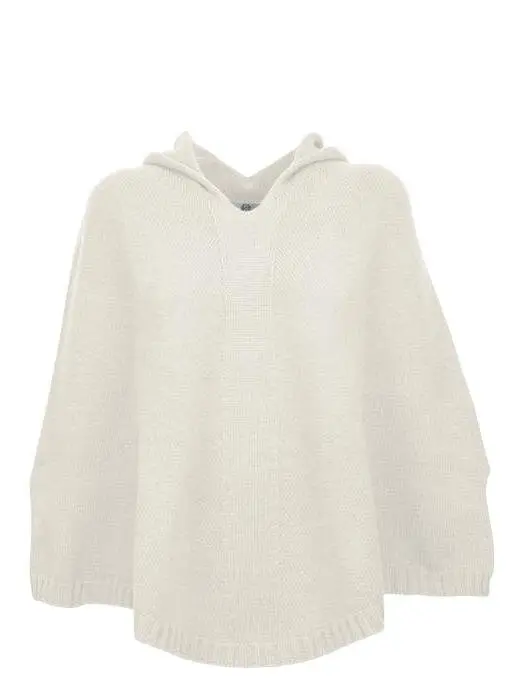 MONTICELLI CASHMERE Cashmere Hooded Poncho - Milk White