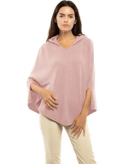 MONTICELLI CASHMERE Cashmere Hooded Poncho - Old Rose