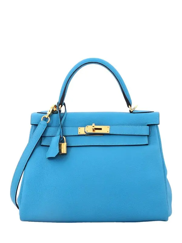 HERMES Kelly 28 Handbag - Turquoise