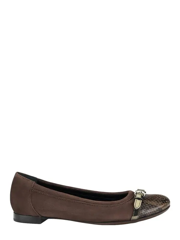 Agl Monika Cap Toe Ballet Flat - Testa Di Moro Suede