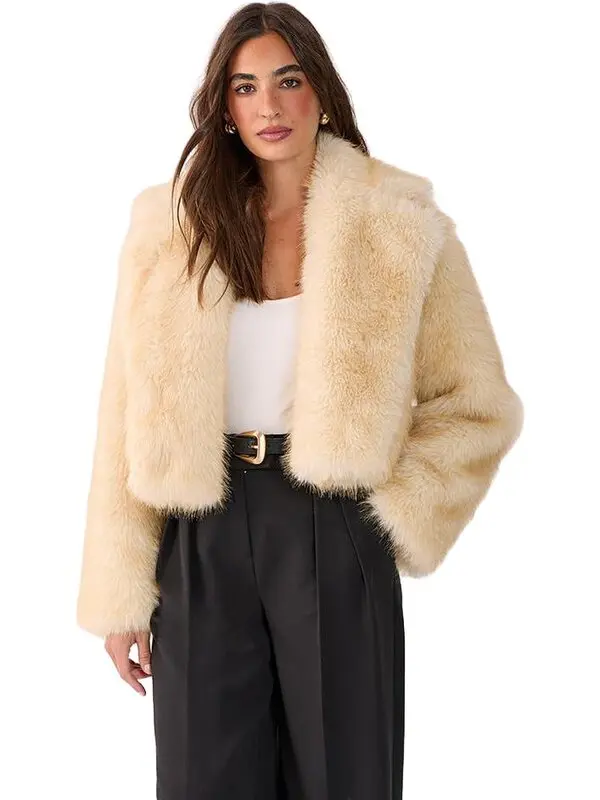 Nasty Gal Faux Fur Crop Jacket - Lemon