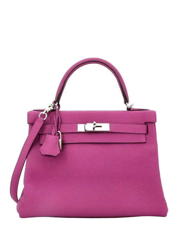 HERMES Kelly Handbag Pink Togo With Palladium Hardware 28 - Rose Pourpre