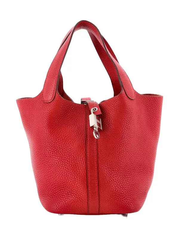 HERMES Picotin Lock Bag Clemence Pm - Rouge Casaque