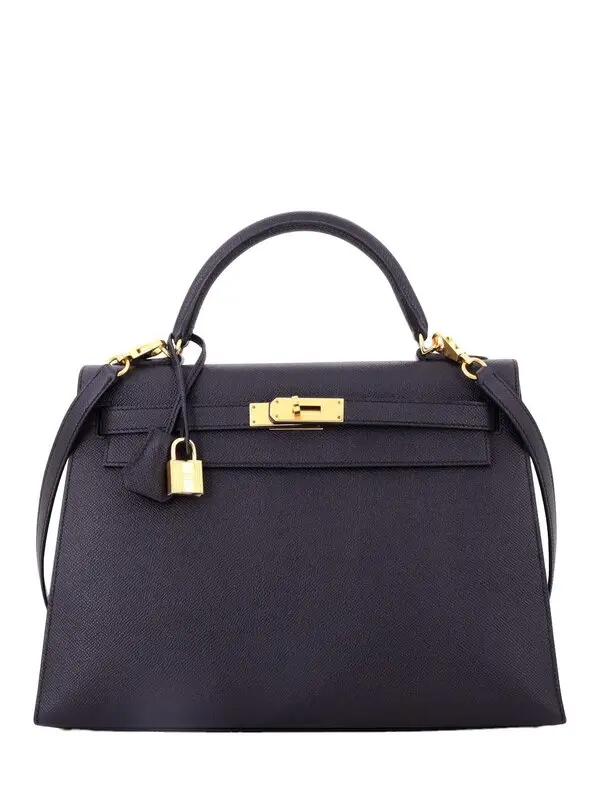 HERMES Kelly Handbag Black Epsom 32 Gold Hardware - Noir