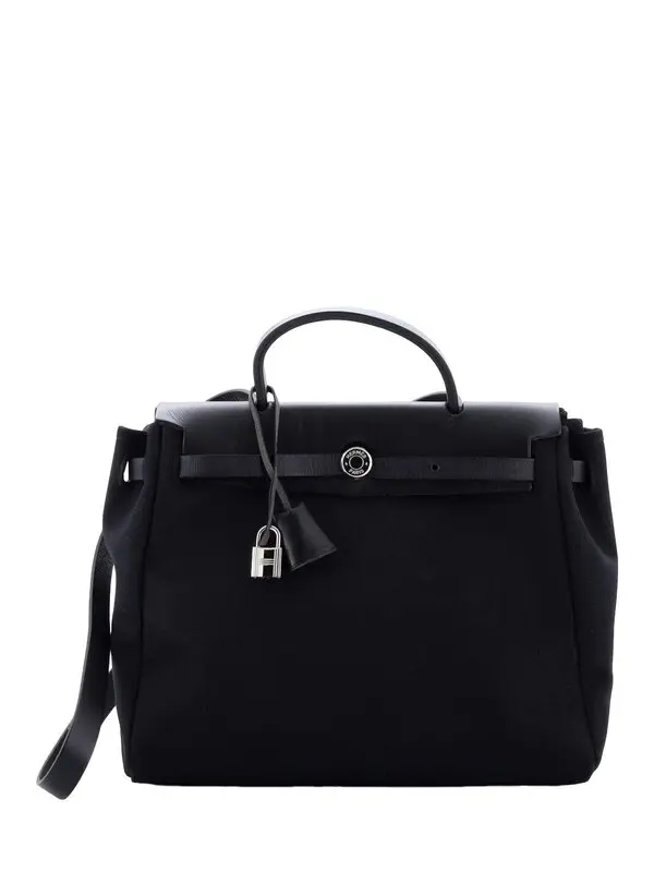 Hermès Herbag Toile And Leather Pm - Noir