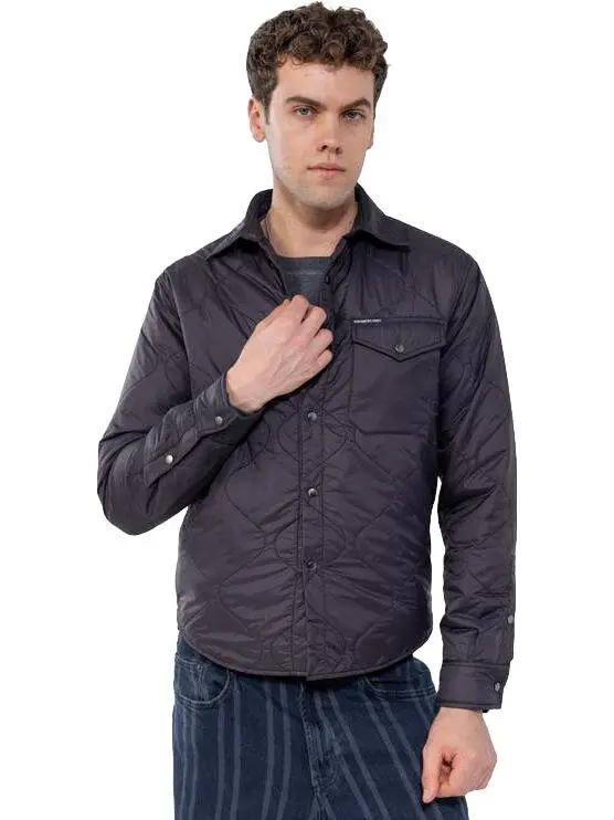 MEMBERS ONLY Quilted Shirt Jacket - Black