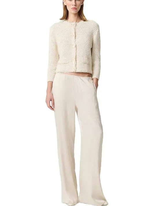 NOCTURNE Textured Bouclé Button Cardigan - Ivory