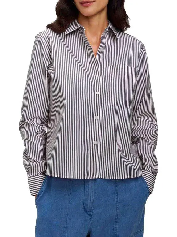 Foxcroft Jodie Stripe Cotton Button-up Shirt - Black/white