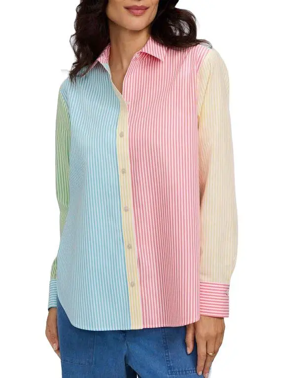 Foxcroft Cotton Button-up Shirt - Pink Multi