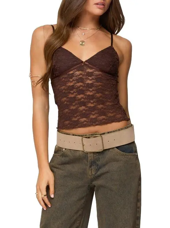 EDIKTED Eira Lace Camisole - Brown