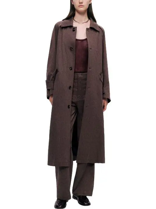 NOCTURNE Single-breasted Trench Coat - Dark Brown