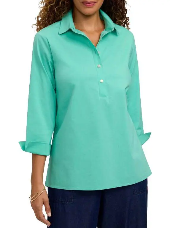 Foxcroft Therese Button Back Popover Shirt - Biscay Green