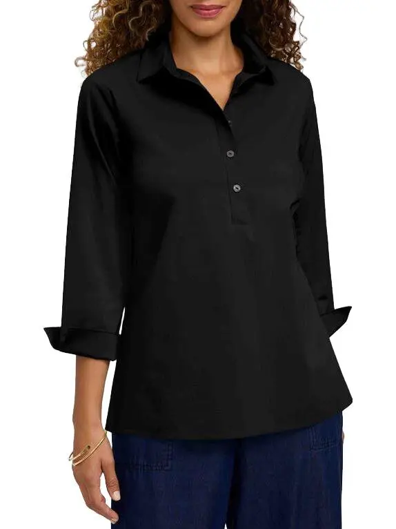 Foxcroft Therese Button Back Popover Shirt - Black