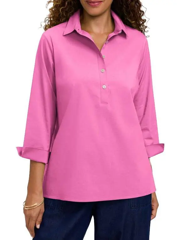 Foxcroft Therese Button Back Popover Shirt - Guava Pink