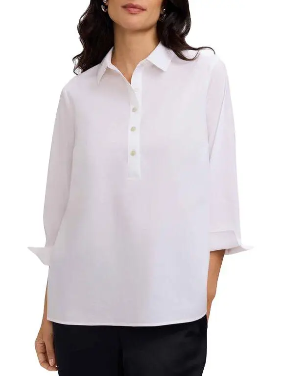 Foxcroft Therese Button Back Popover Shirt - White