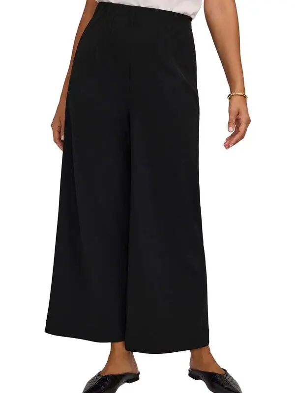Foxcroft Arlette Wide Leg Crop Crepe Pants - Black