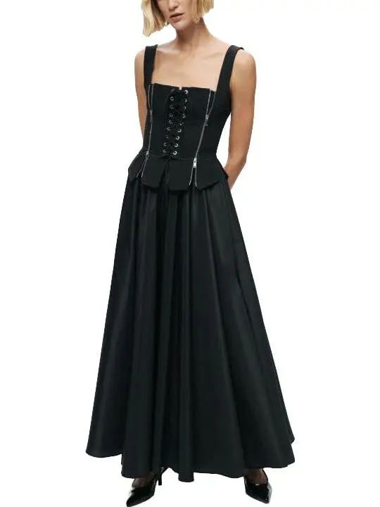NOCTURNE Laced Corset Maxi Dress - Black