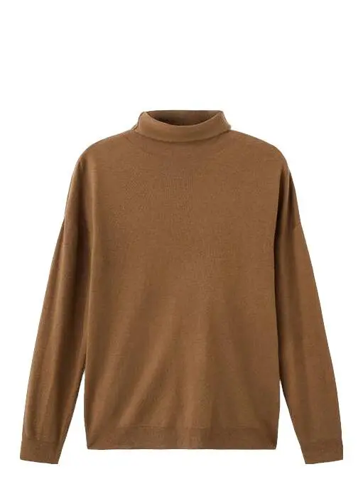Mango Turtleneck Long Sleeve Sweater - Tobacco Brown