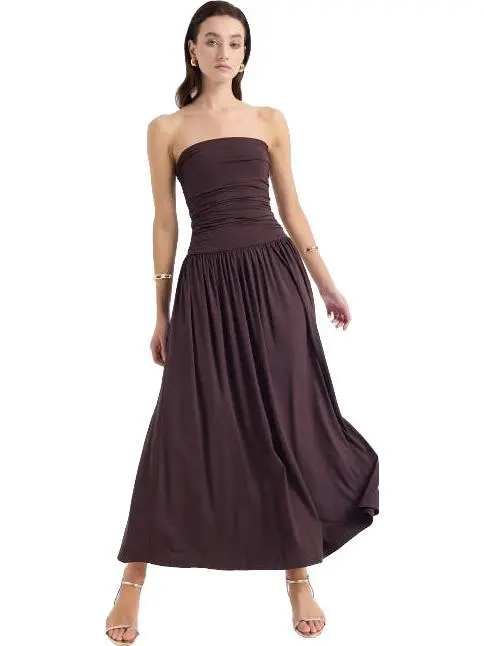 MONLICIA Aluna Strapless Maxi Dress - Brown