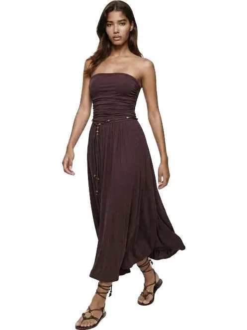 MONLICIA Aluna Strapless Maxi Dress - Brown